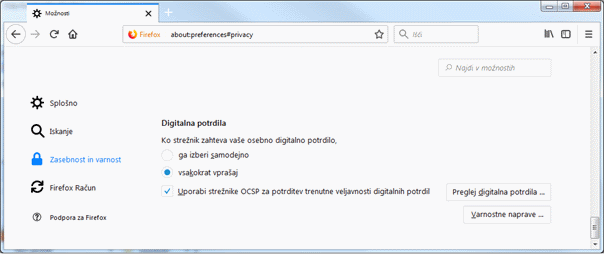 eDavki - Preverjanje digitalnega potrdila